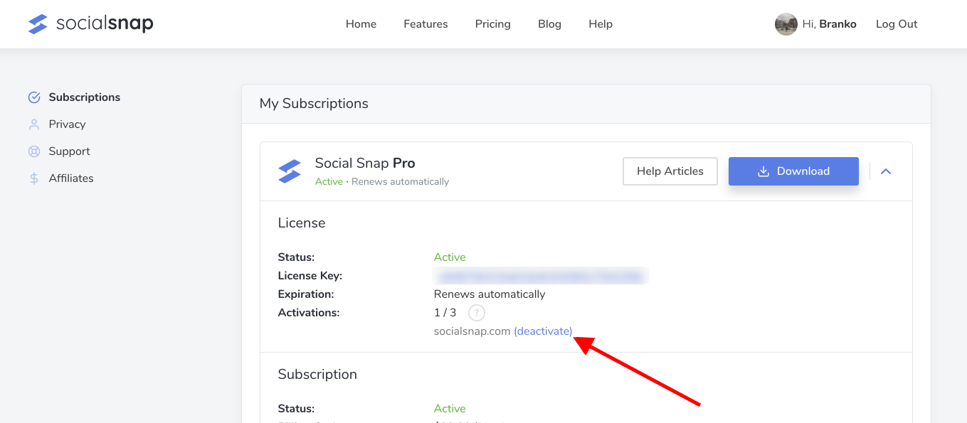 How to Deactivate Your License – Social Snap